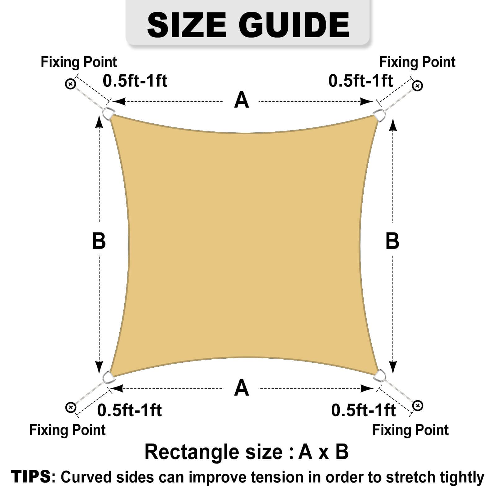 OutdoorLines Rectangle Sun Shade Sails for Patios 10 x 13 ft Sun UV Blocking Outdoor Canopy, Sunshades for Backyard, Lawn and Garden and All Outdoor Activities, Sand