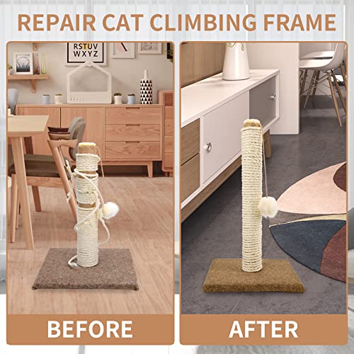 White Sisal Rope 1/4 Inch by 32-Feet for Cat Scratching Post Tree Tower Replacement Repair and Replace, DIY Hemp Twine Rope for Kittens Shelves Furniture Window Bed Perch House Climbing, 6mm by 10m