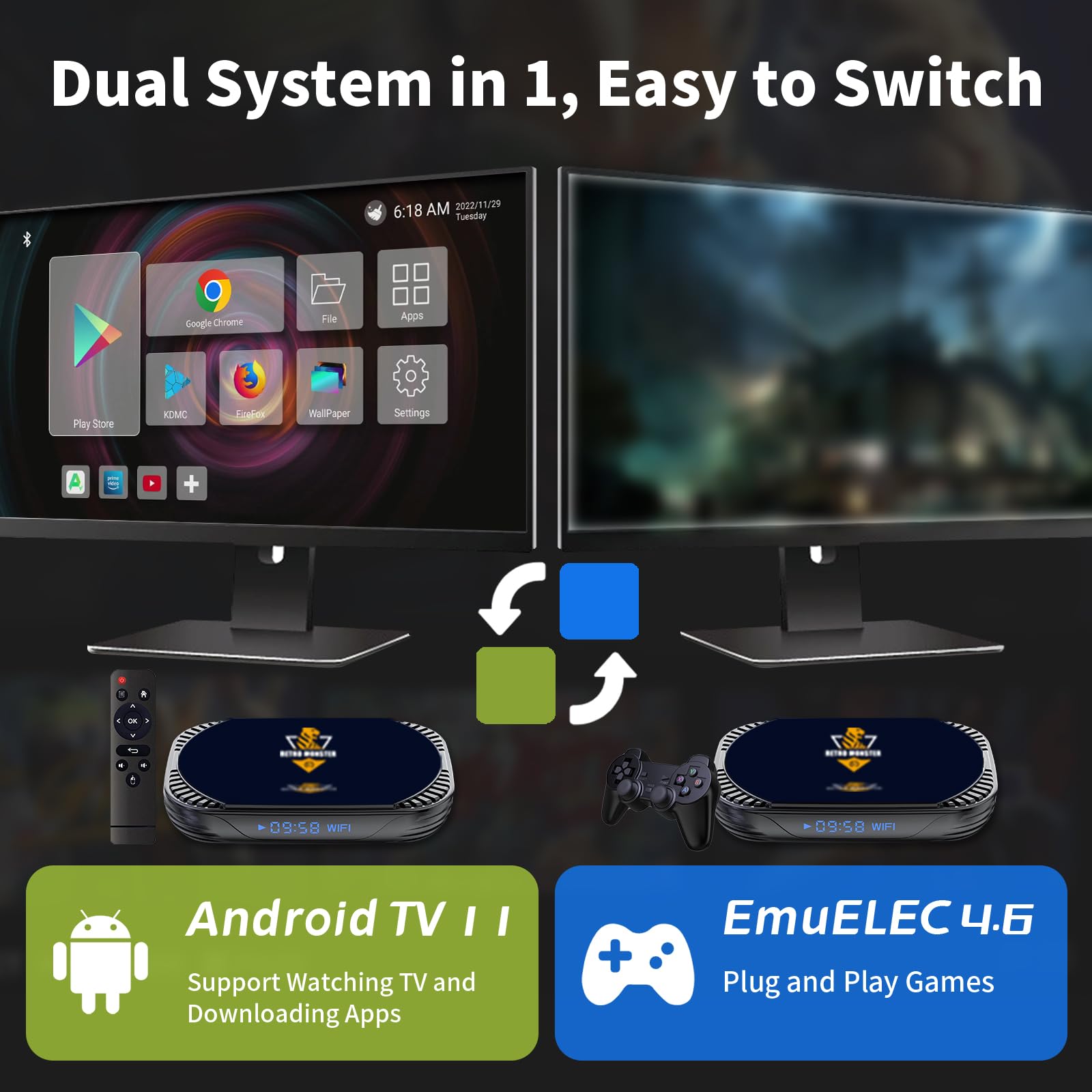 Retro Game Console with Built in 42,336 Games, S905X4 Chip Super Console, Video Game Console Preload 76 Emulators, Game System Compatible with MAME/ATARI/SEGA/PS1/PSP, All in One Emulator Console