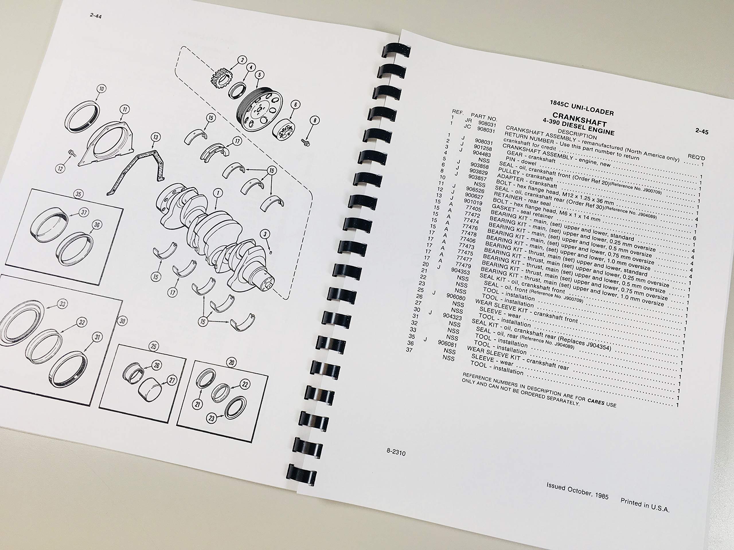 J I Case 1845C Uni Loader Parts Manual Catalog Skid Steer Assembly Exploded View Y