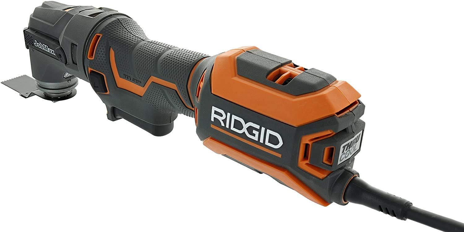 Ridgid R28602 JobMax 4 Amp Corded Multi Tool with Replaceable Heads (Sander Head, Sanding Pads, Crescent Saw and 1 1/8β Wood Cutting Blade Included) (RENEWED)