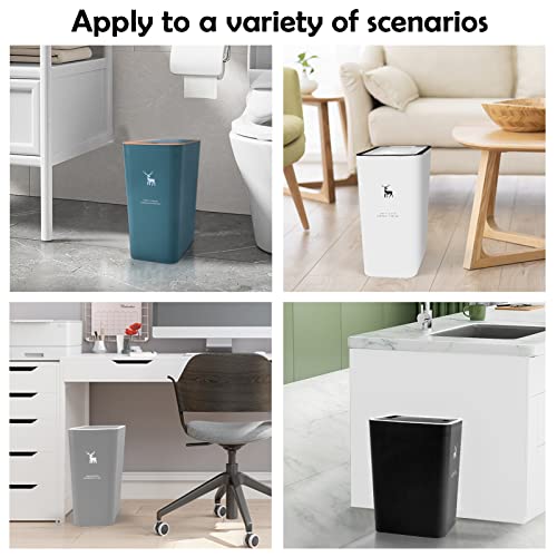 XPIY Trash Can with Lid, 2 Pack 4 Gallons/15 Liters Garbage Can with Press Top, Small, Dog Proof, Plastic Trash Bin, Waste Basket for Bathroom|Kitchen|Bedroom|Office|Living Room|Study (White)