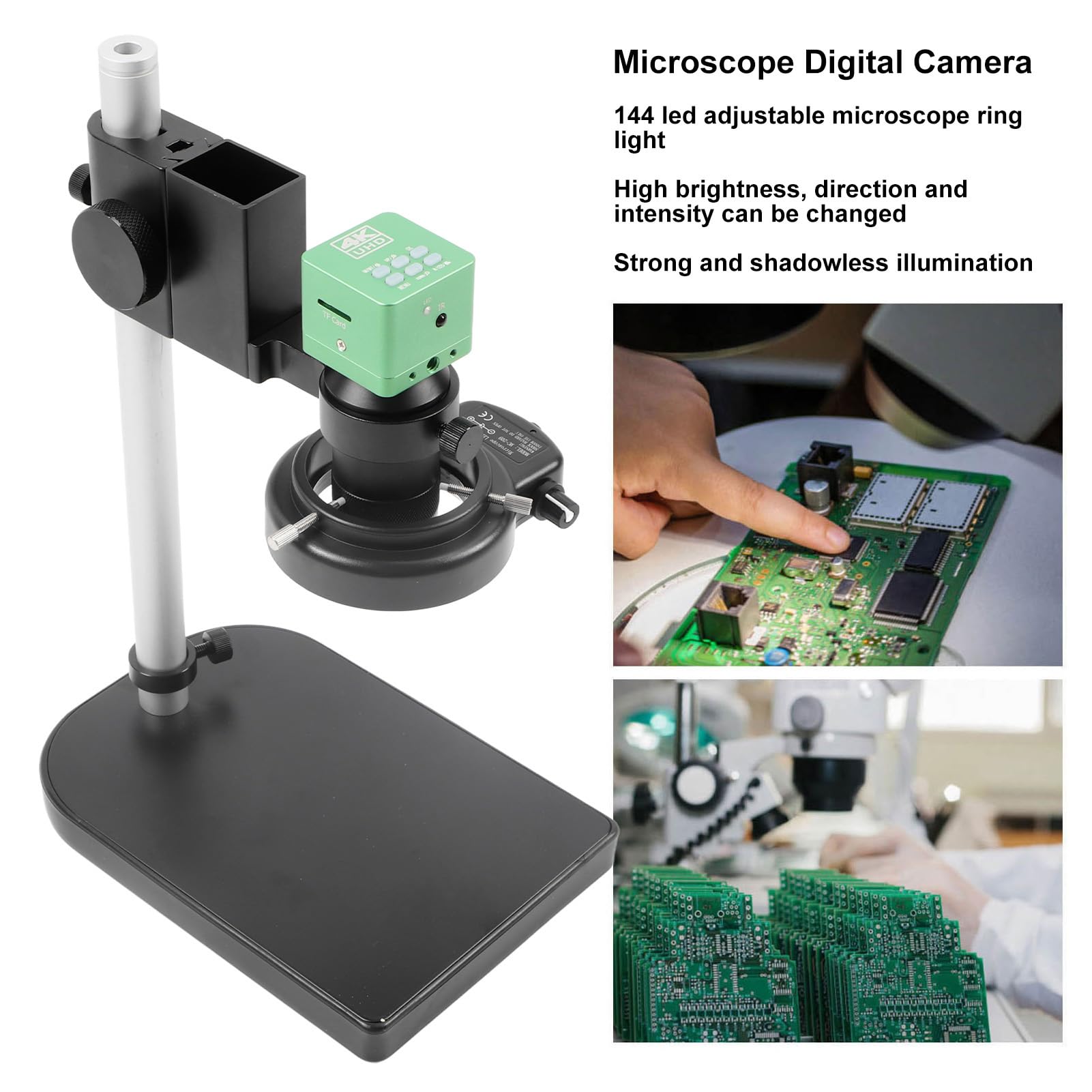 Microscope Digital Camera, IR Remote Control Multi Interfaces Digital USB Microscope Imager with Light for Industry Lab