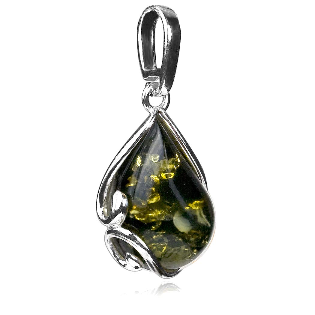 Ian and Valeri Co. Green Amber Sterling Silver Classic Pendant