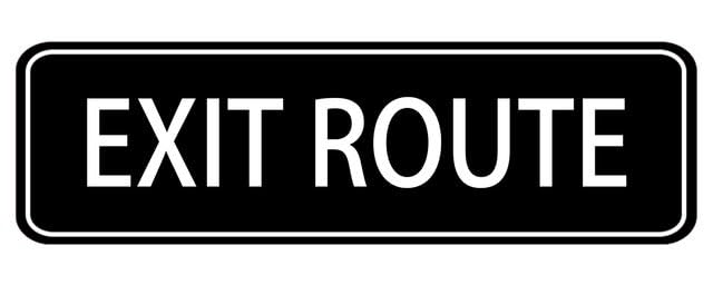 Zinevie Durable Plastic Sign Rounded Corners Long Lasting Modern Design Sign-3x10In Exit Route Acrylic Sign For Office Door Wall Home And Business Easy To Mount Informative Plastic Sign With Symbols