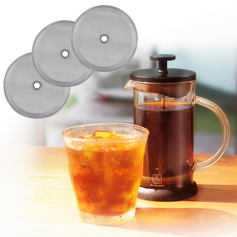 Rukinovi 6 Pieces 4 Inch French Press Filter for 1000 Ml,34 Oz,8 Cup French Press Coffee Maker.Stainless Steel Replacement Parts for French Press Coffee Maker (6)