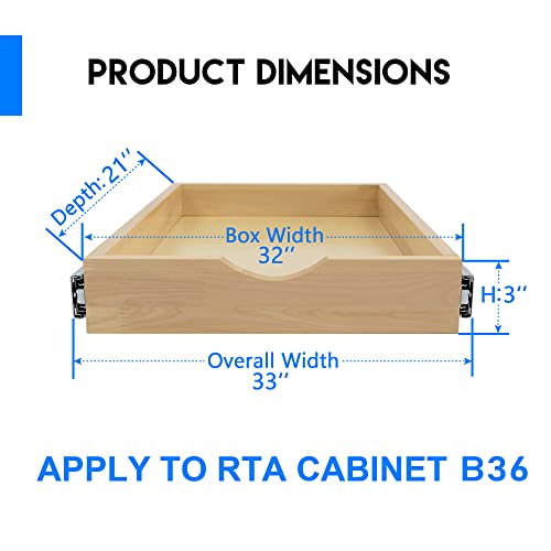 WelFurGeer 32'' Width Pull Out Shelves for Kitchen Cabinets, Pull Out Cabinet Organizer, Pantry Slide Out Drawers, Kitchen Slide Out Storage, Wood Slide Out Drawer for Kitchen (32''W x 21''D)