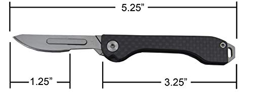 outROAR Gear Folding Scalpel Knife with Carbon Fiber Handle & 10 Replaceable Blades, Slip Joint Action, EDC Pocket Knife