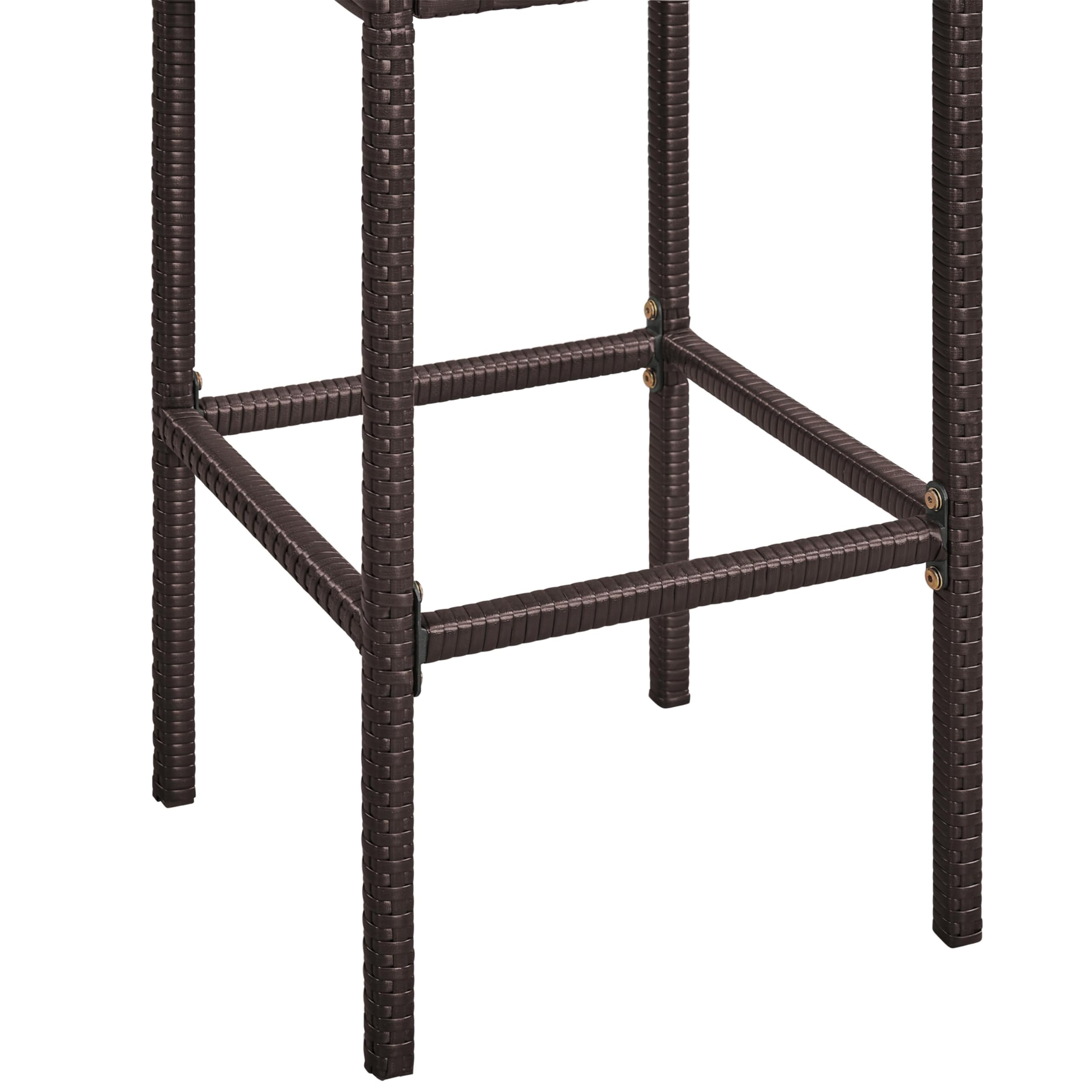 Yaheetech 5 Piece Rattan Bar Set, Outdoor Wicker Set 1 Bistro Table & 4 Stools - PE Patio Rattan Table w/Closed Storage Cabinet & Built-in Bottle Opener, and 4 Square PE Rattan Bar Stools