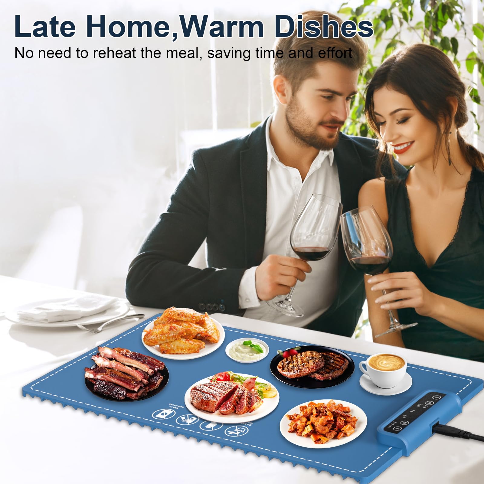 Upgrade Electric Warming Tray - Portable Warming Tray with Full Surface Heating, 3 Temperature Settings, Timer & Safety Lock,Versatile Heating Mat for Food, Food Warmer Mat for Parties & Everyday Use