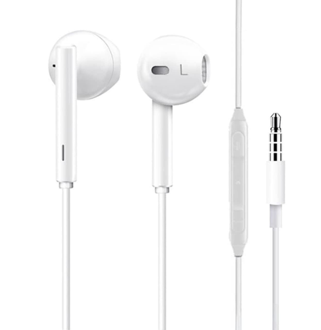 Purple Tekk Wired Earbuds Headphones Aux Earphones with 3.5mm Wired in Ear Headphone Plug Built in Microphone Volume Control Compatible with iPhone iPad iPod PC MP3 MP4 Android White (PT1102)