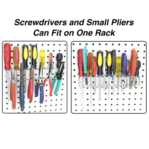 RightArrange Pegboard Tool Organizers, 2-Pack - Screwdriver Holder and/or Pliers Rack Accessory - Hooks to Any Peg Board - Pegboard Organization Accessory for Workbench, Garage, Tool Shed, Craft Room