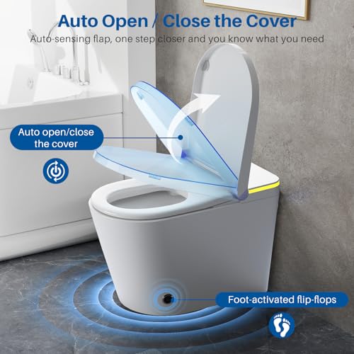 Upgrade Smart Bidet Toilet with Heated Water,Adjustable Washing Settings,LED-light, Air Dryer, One Piece Bidet-Toilet with Remote Control,Auto Open Cover