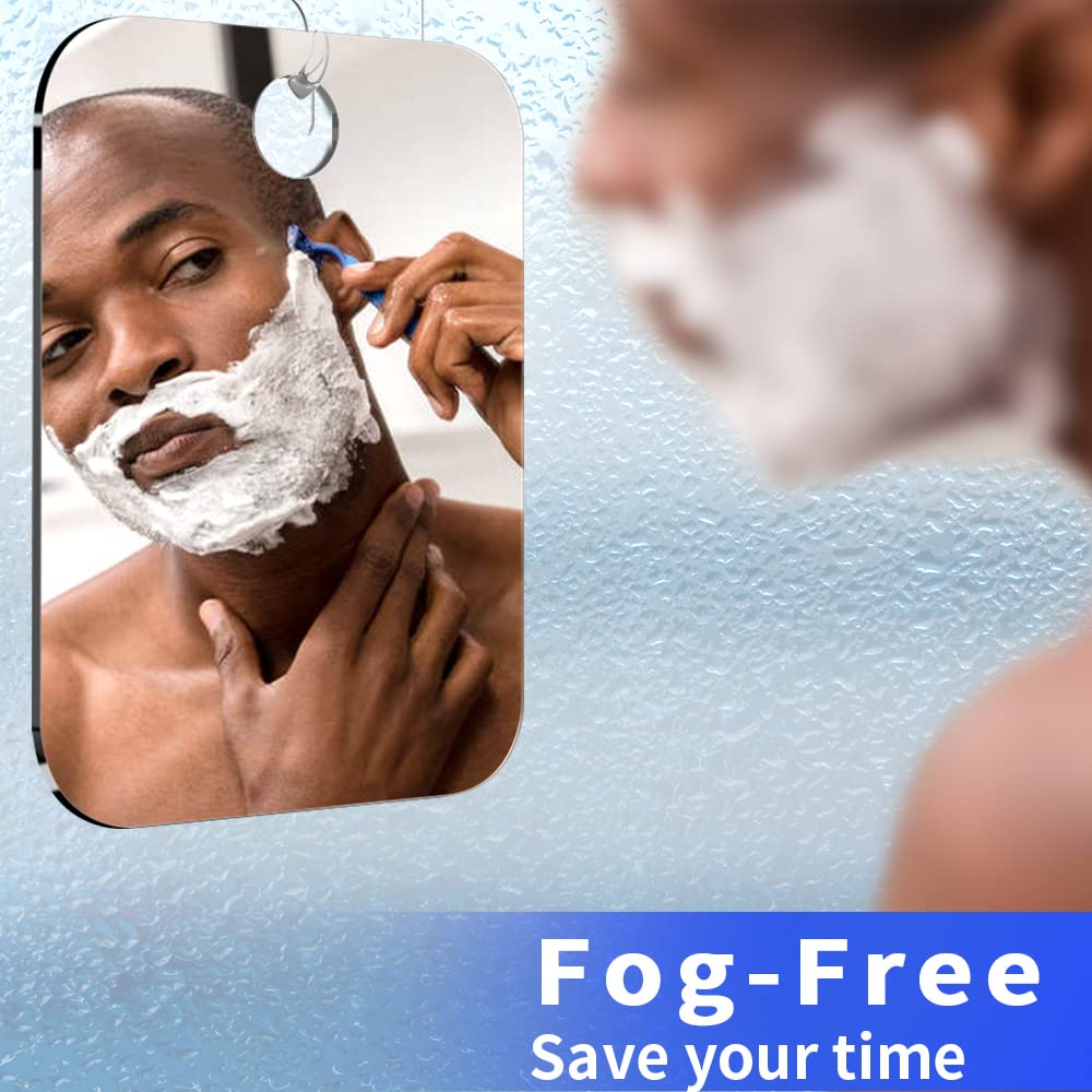 Shower Mirror Fogless for Shaving (2 Pack,Small,6"x4"),Fog Free Shave Mirror Anti Fog,Unbreakable Acrylic Small Mirror Locker,Makeup Travel Wall Hanging,Plastic Handheld Mirror Camp Mirror