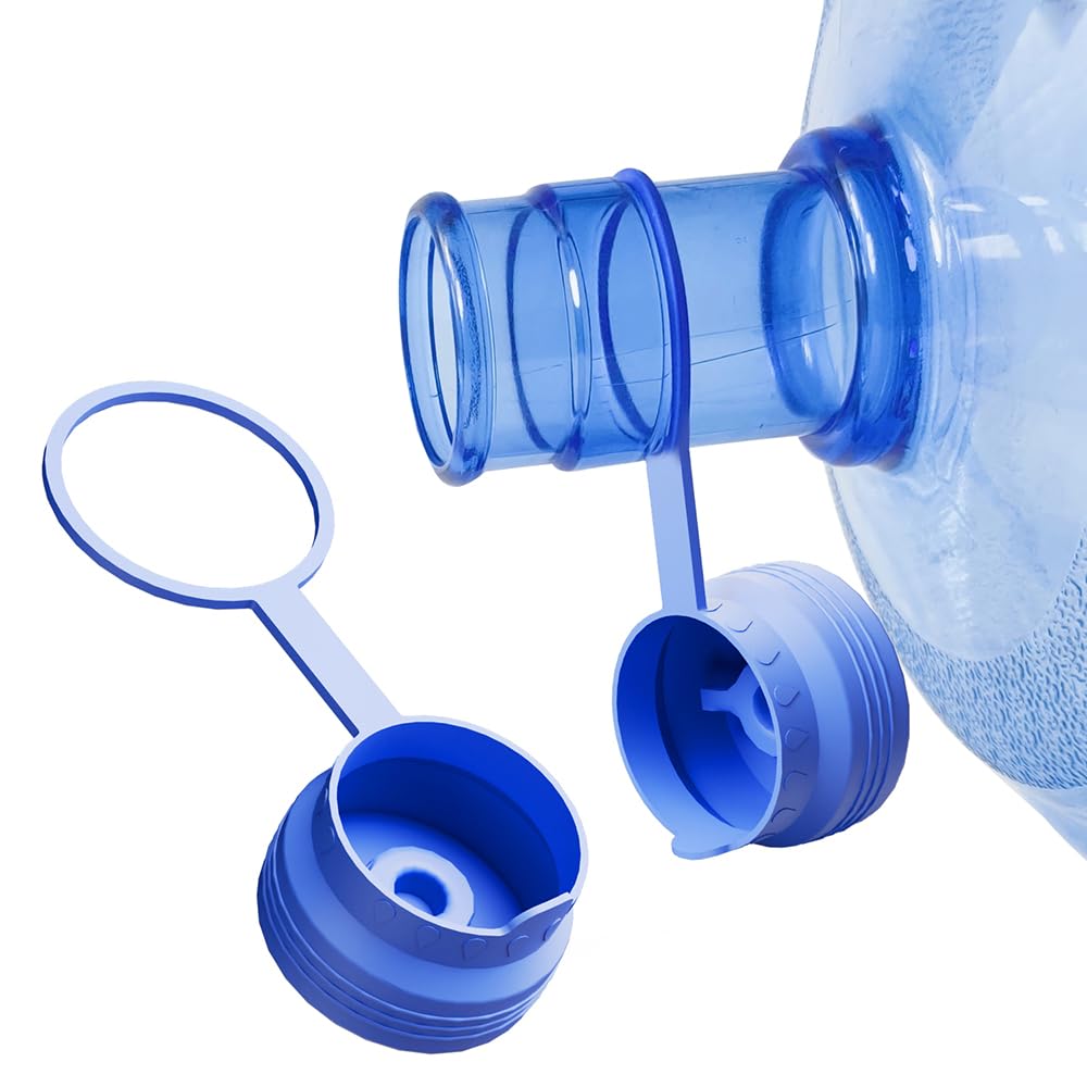 YIFVNGHUI Water Jug Cap 5 Gallon, Upgrade Silicone Reusable Water Gallon Cap with Hang Loop No Spill Top Lids Cover fit 55mm Bottle (2Packs)