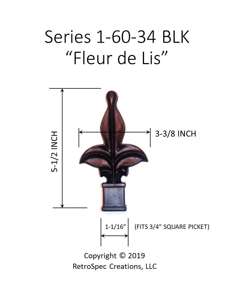Retrospec Creations 10 Each for 3/4β Plastic Finial Tops for Iron Picket Fence Tops Fleur De Lis β #1-60-34