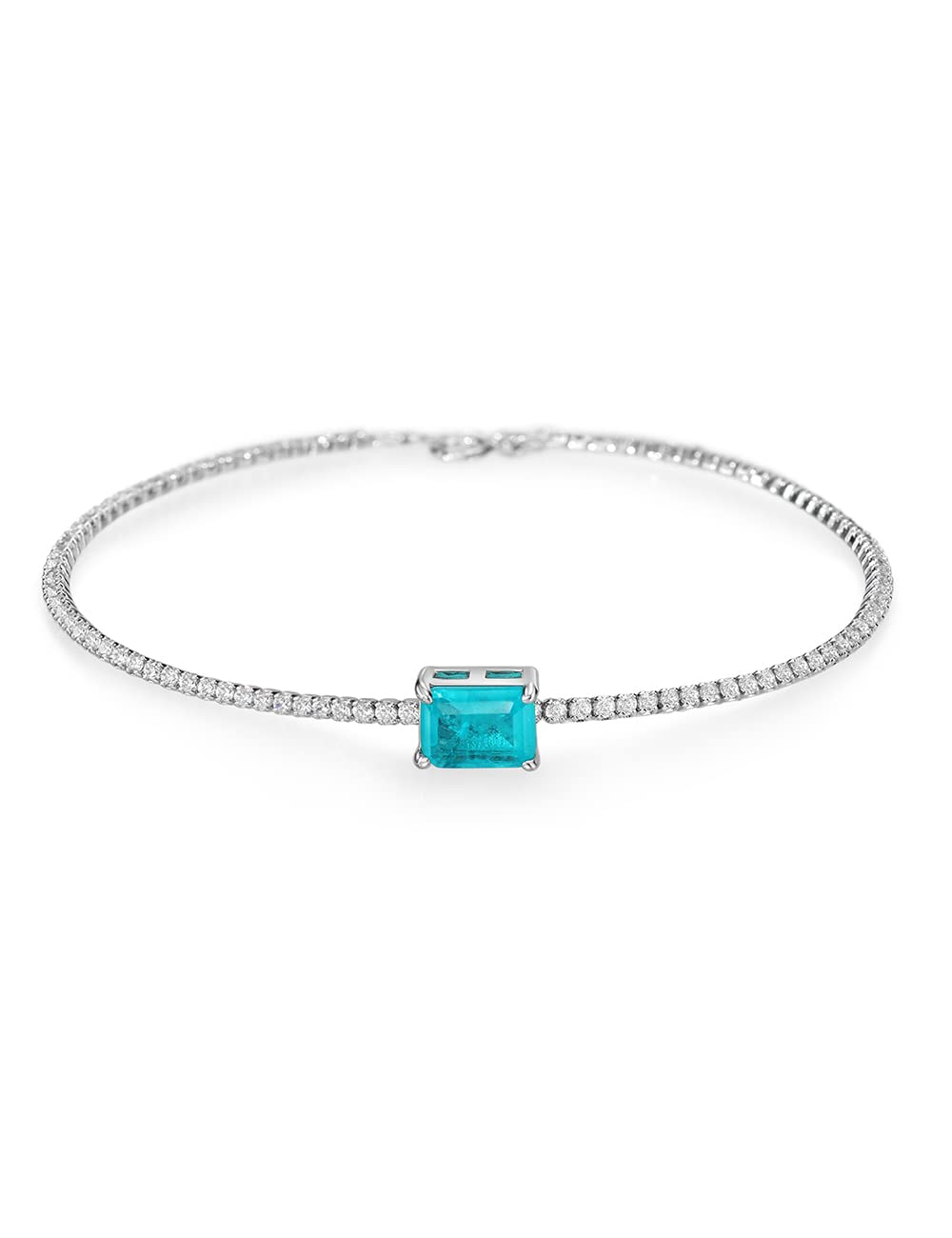 Michooyel S925 Paraiba Bracelet Cubic Zirconia Sterling Silver Charm Link Bracelet for Women