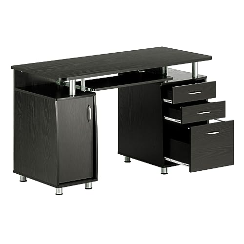 Techni Mobili 47.25" Ergonomic Computer Drawers & File Cabinet for Home Office Storage, Espresso Writing Desk, ONE Size