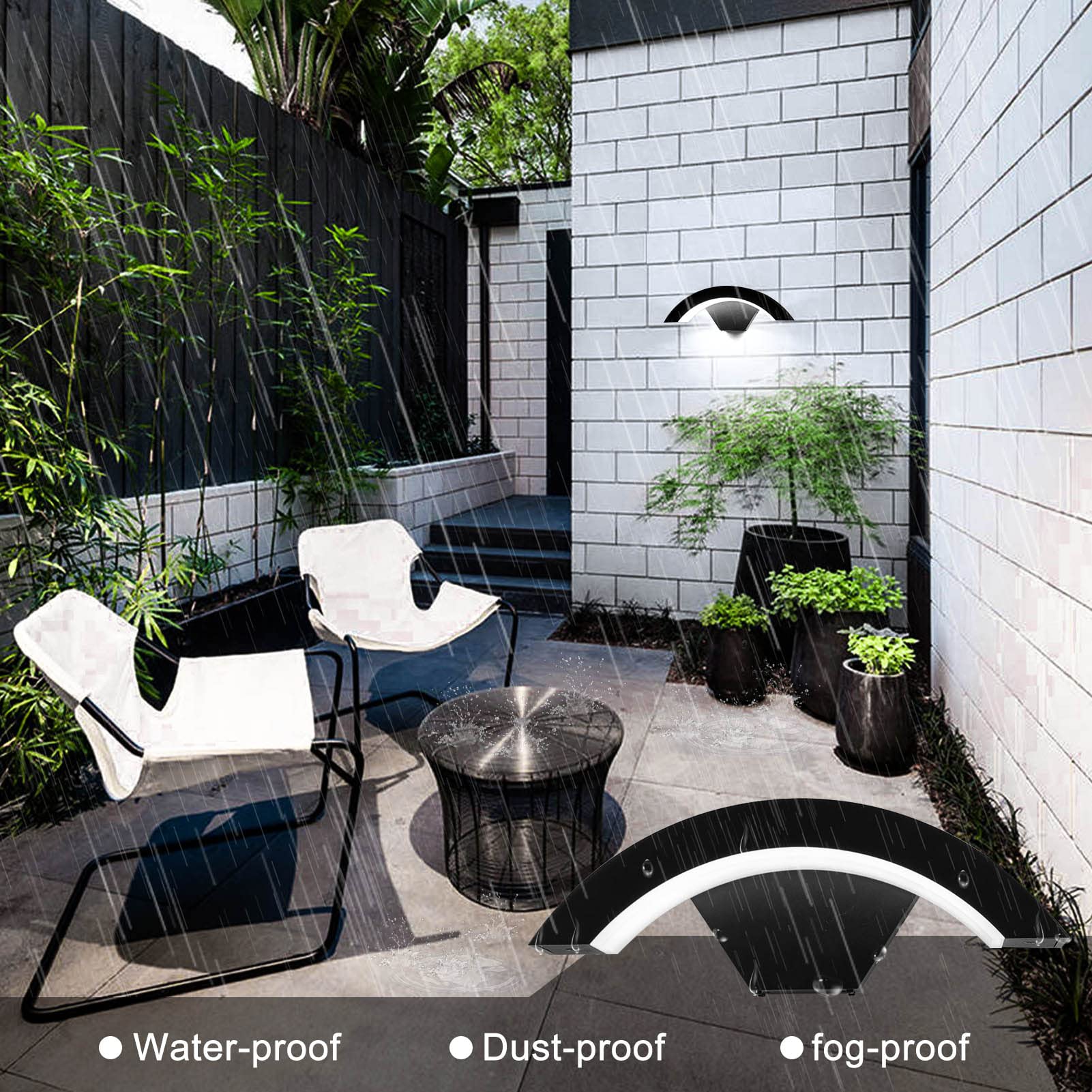 Phenas 18W LED Wall Light Exterior Waterproof LED Wall Sconce Light Outdoor LED Wall Lamp Black for Porch Patio Garden Villa Courtyard Backyard Terrace, Cold White