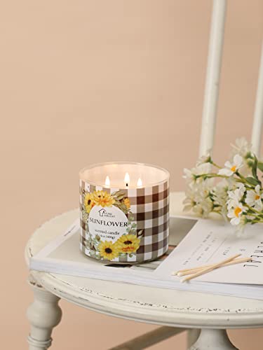 Sunflower Candle Sunflower Scented Candle 3 Wicks Large Candle, 14 oz