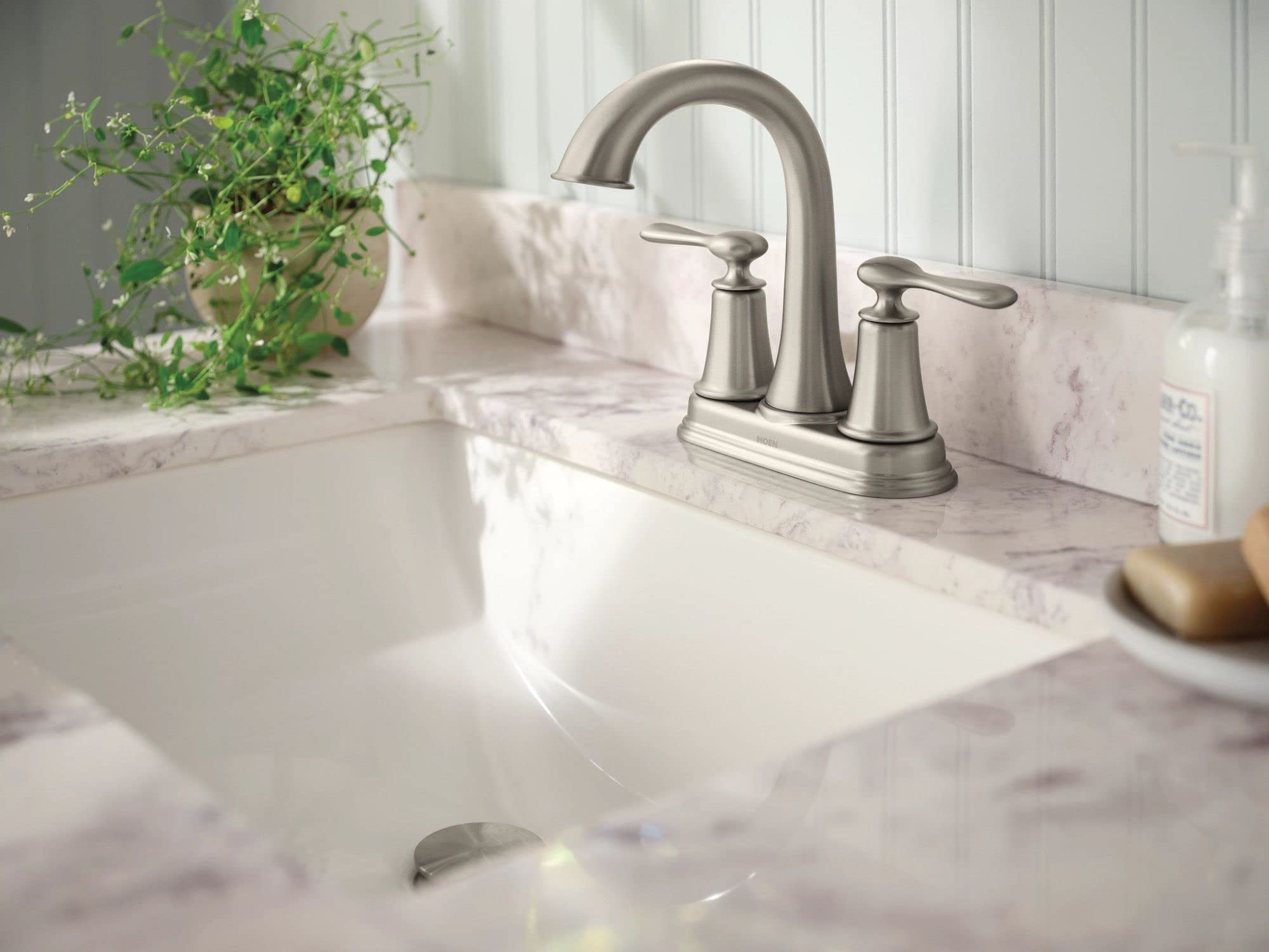 Moen 84092SRN Ellicott 4" Lavatory Faucet, Spot Resist Brushed Nickel