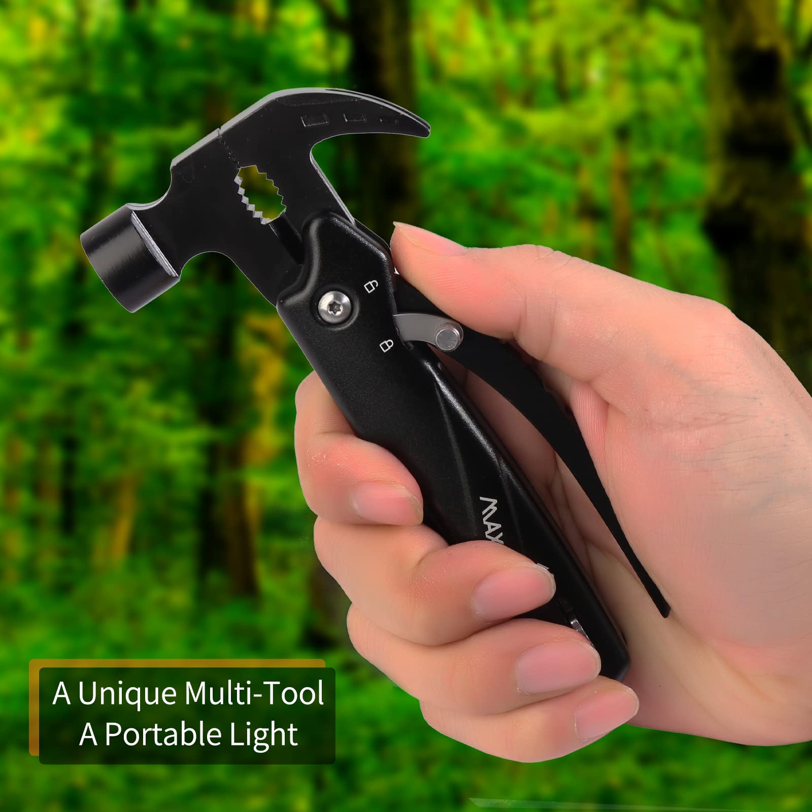 Maxigno Multitool Hammer, 12 in 1 Mini Multi Tools Camping Gear Survival Tool for Men, Gifts for Men Dad Boyfriend Husband