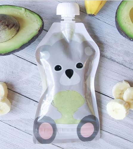 SQUOOSHI Reusable Baby Food Pouches for Toddlers | BPA Free Plastic, Food Safe, Freezer Safe | Refillable for Applesauce Yogurt & Puree Squeeze Pouch | 10 pack | 5oz | Assorted Animals