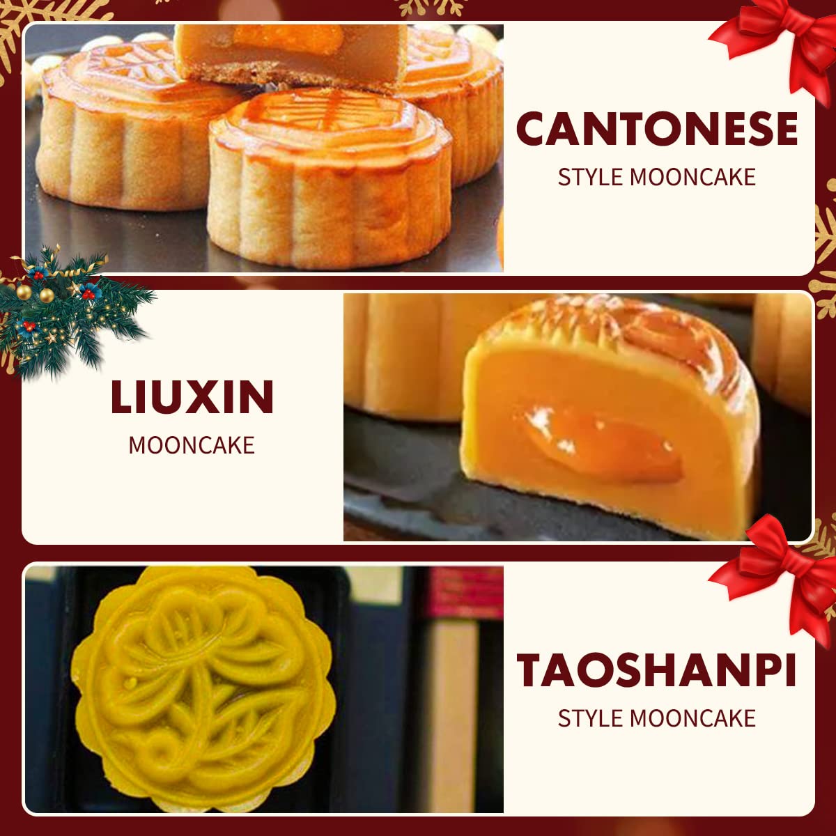 PowerKing Hand-Pressure Moon Cake Mould Cookie Stamps for Mid-Autumn Festival (4 Sets Mold with 12 Stamps)
