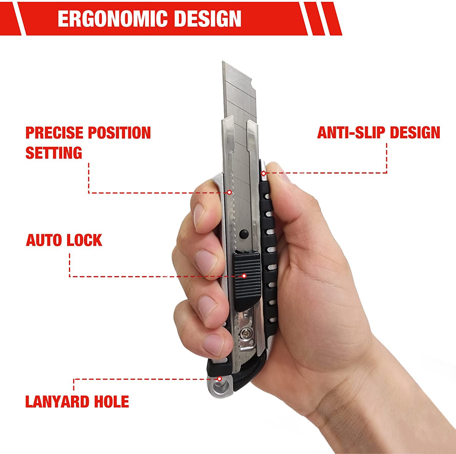 NESTER Utility Knife Retractable Box Cutter, 20 Blades(3/4" 18mm Wide Blade Cutter) Retractable, Compact, Extended Use for Construction, Heavy Duty, Office, Home, Arts, Crafts, Hobby