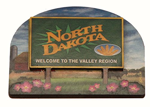 North Dakota State Welcome Sign Wood Fridge Magnet 2