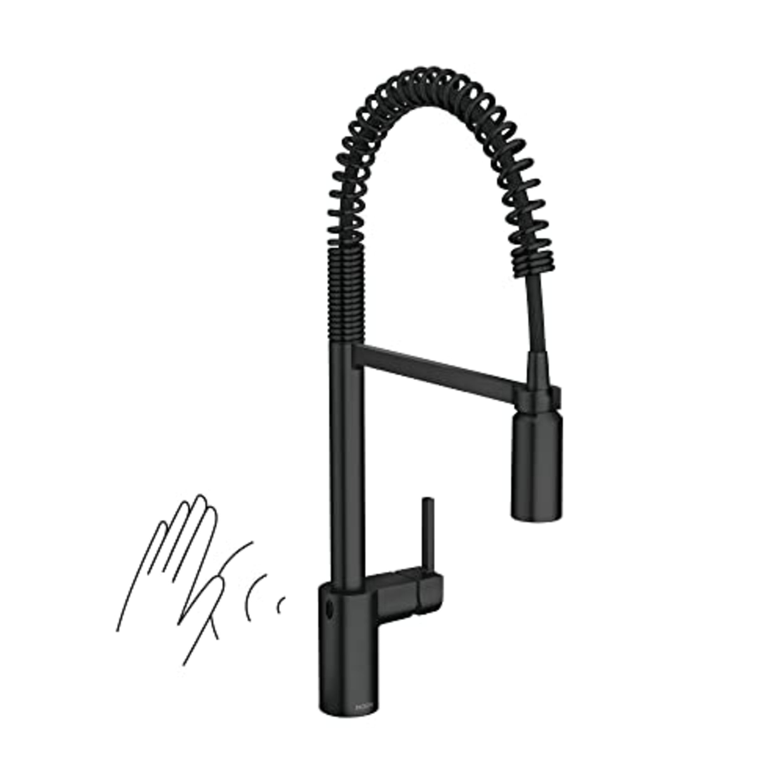 Moen Align Matte Black Motionsense Wave Sensor Touchless One-Handle High Arc Spring Pre-Rinse Pulldown Kitchen Faucet with Sprayer, Kitchen Sink Faucet for Bar, Farmhouse, Commercial, 5923EWBL