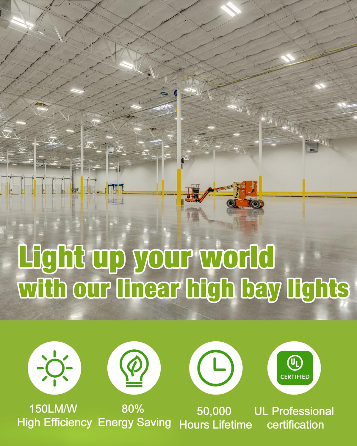 YXL LED Linear High Bay Shop Light, 300W 45000LM LED Linear High Bay Light Compatible with 120-277V, LED High Bay Light for Shop Garage Warehouse, UL Complied, 4 Pack