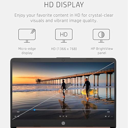 HP 14" Ultral Light Laptop, for Students and Business, Intel Quad-Core Processor, 16GB RAM, 64GB eMMC, Long Battery Life, 1-Year Office 365, Wi-Fi, Win11 H in S