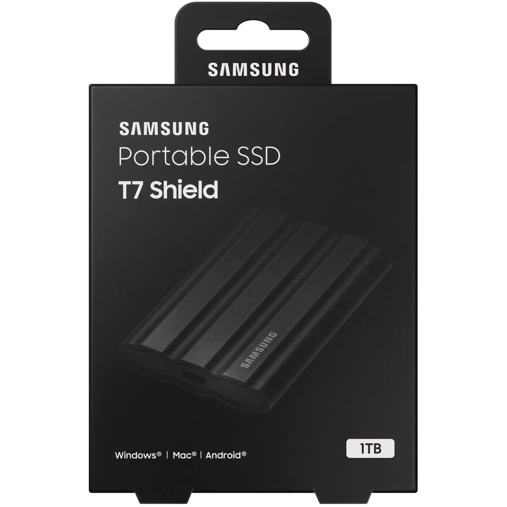 SAMSUNG MU-PE1T0S/AM T7 Shield Portable Solid State Drive 1TB 2022 Black Bundle with 1 YR CPS Enhanced Protection Pack