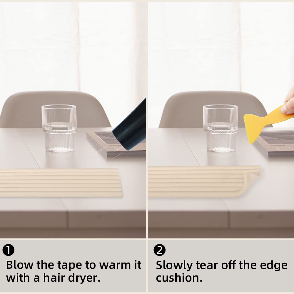 SKEZN Extra-Wide Baby Proofing Edge Protector Guards Smooth 6.5ft Baby Safety Foam Bumpers with Adhesive 3M Tape (Beige)