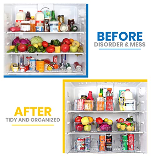 Utopia Home Bundle Pack of 9 Refrigerator Organizers- 1 x 14 slots Egg tray with lid and handle, & 8 drawers (4 x Small & 4 x Large)- Stackable Plastic Storage Racks for Pantry, Kitchen - (Clear)