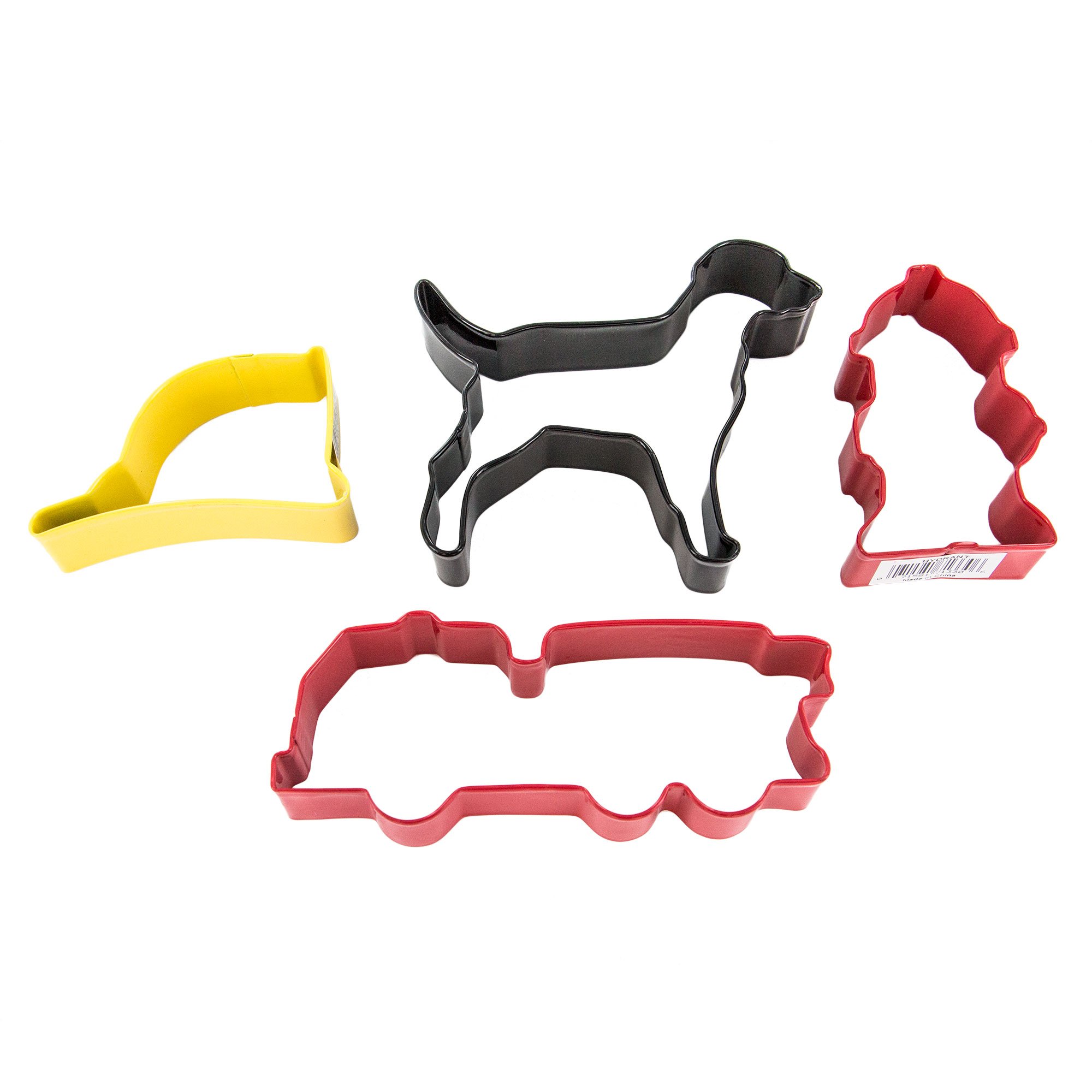 R&M International Fire Truck Cookie Cutters, Dog, Hydrant, Helmet and Truck, 4-Piece Set