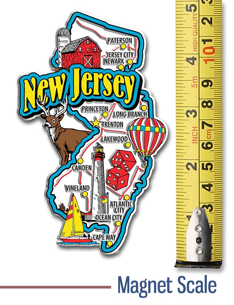 New Jersey Jumbo State Magnet by Classic Magnets, 2.9" x 4.7", Collectible Souvenirs Made in The USA