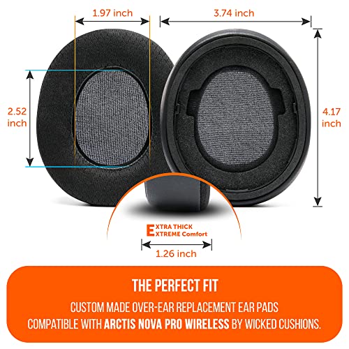 WC Freeze Nova Pro Wireless - Hybrid Fabric Cooling Gel Replacement Earpads for Steelseries Arctis Nova Pro Wireless by Wicked Cushions, Improved Durability, Thickness & Sound Isolation | Black