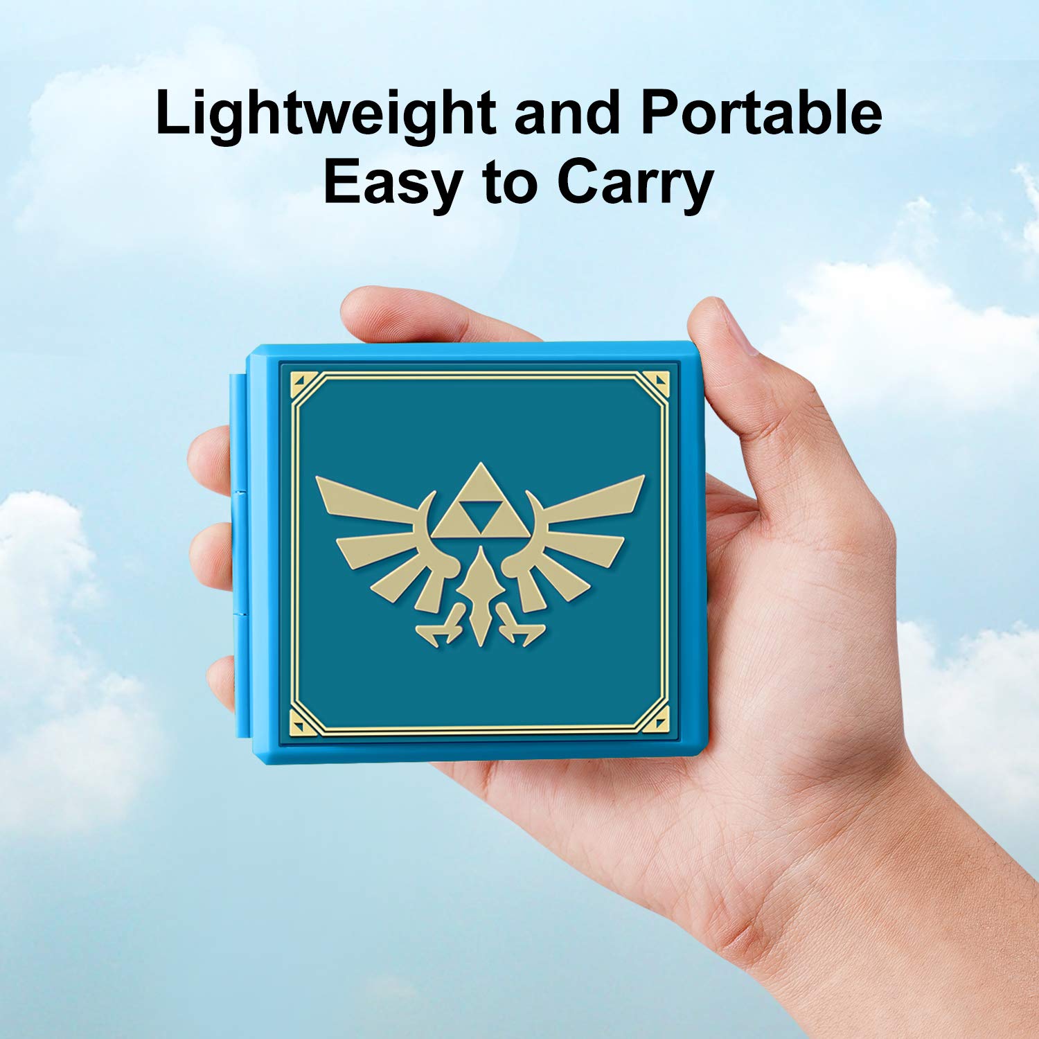 JINGDU Game Card Case for Switch, Durable & Slim Hard Shell Box, Cute Protective Shockproof Cartridge Holder Carrying Storage Case Box with 12 Slots for Switch / Lite / OLED Games, Zelda Badge Y