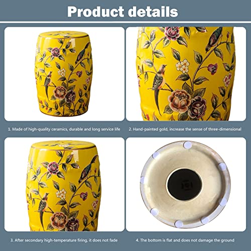 JADESA Decorative Ceramic Garden Stool, Glazed Ceramic Drum Stool, Suitable for Living Room, Balcony, Garden, Etc.