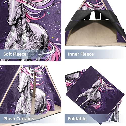 Y-DSIWX Guinea Pig Hideout Cozy Hamster House Cave for Bunny Chinchilla Hedgehog Small Animal Magical Mordern Unicorn Horse