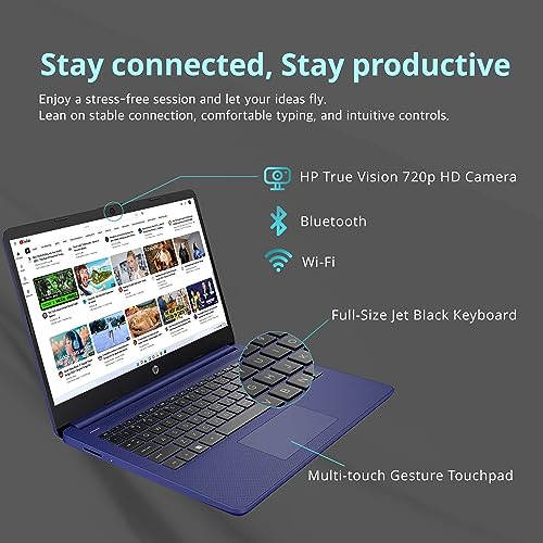 HP 14” HD Touchscreen Laptop, AMD Ryzen 7-5700U, 16GB RAM, 1TB PCIe SSD, AMD Radeon Graphics, HD Webcam, WI-FI 6, Bluetooth, HDMI, Blue, Windows 11, 32GB USB Card