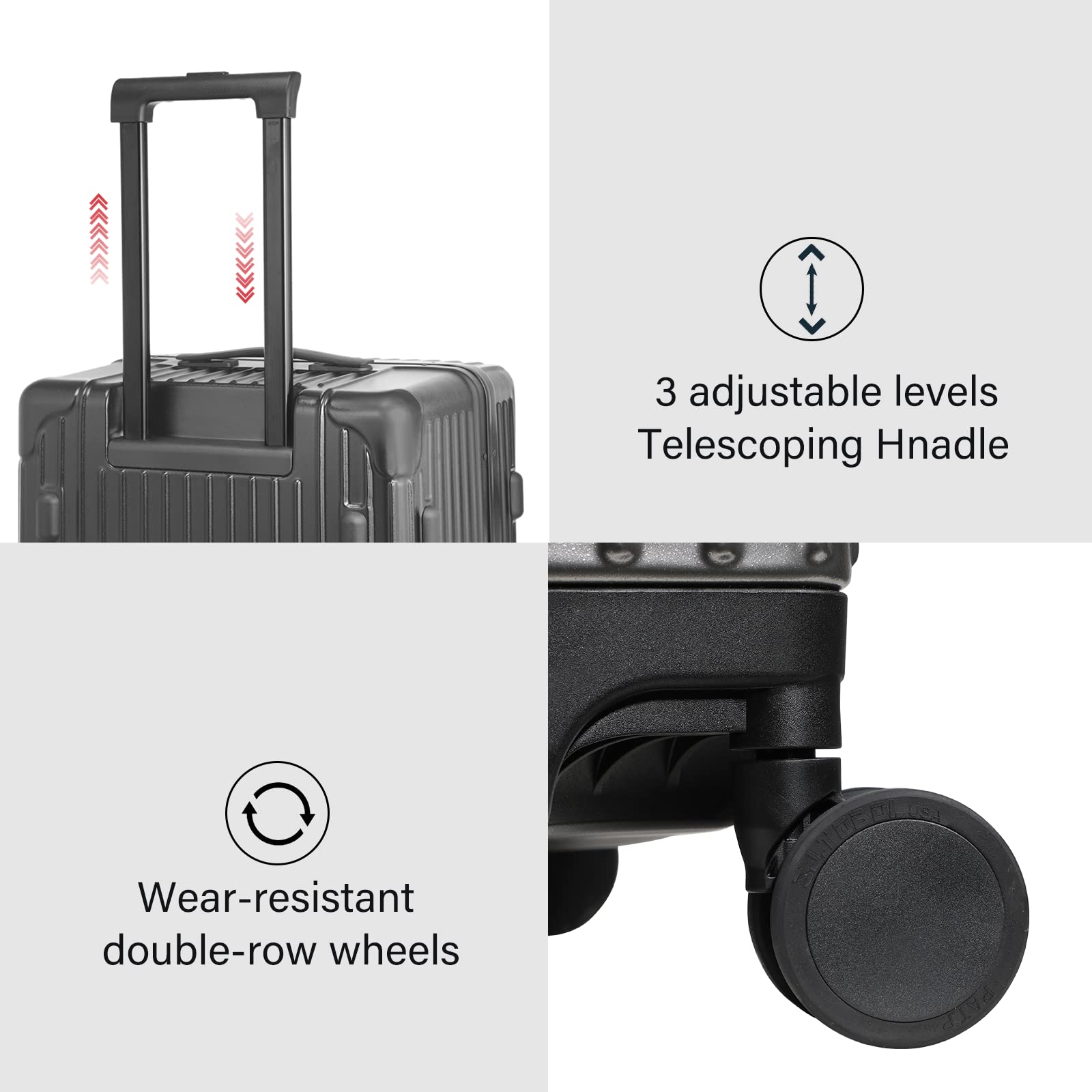 S Unite Star 29 Inch Checked Large Luggage with Side Opening, Lightweight Hardshell ABS+PC+Aluminum Frame Suitcase with TSA Lock, 360 Spinner Wheels, Briefcase for Trip, Dark Grey