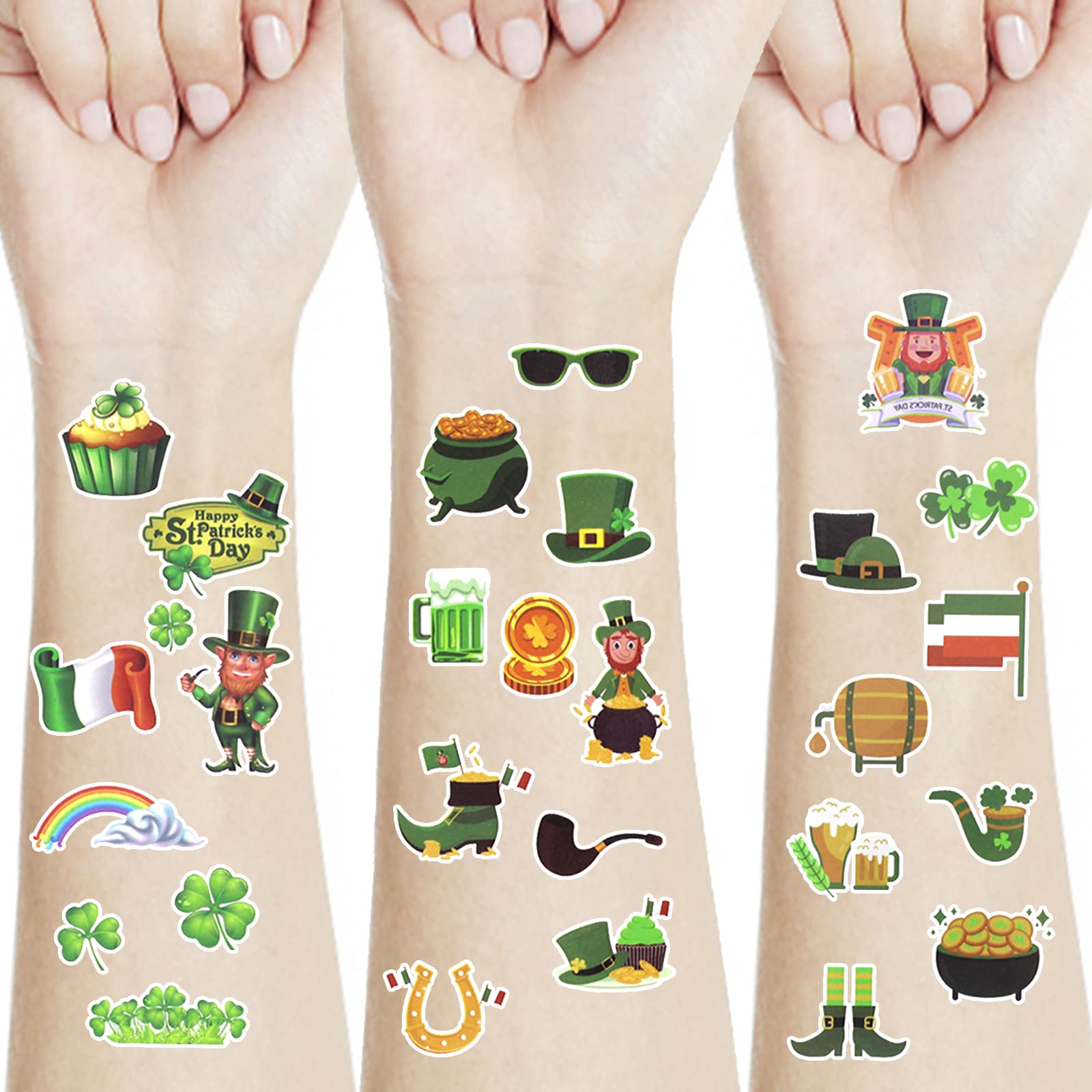 St Patricks Day Tattoos, 200 Pcs Shamrocks Temporary Tattoo, St. Patrick's Day Temporary Tattoos Shamrocks, St Patricks Day Decorations Party Favors