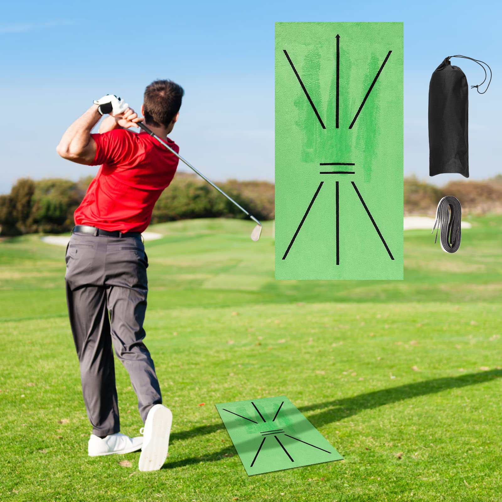 JISON21 Golf Training Mat Swing Detection Batting, Golf Practice Training Aid, Portable Golf Impact Analysis Training Turf Mat for Home Office Outdoor Use,Christmas Golf Gifts for Men