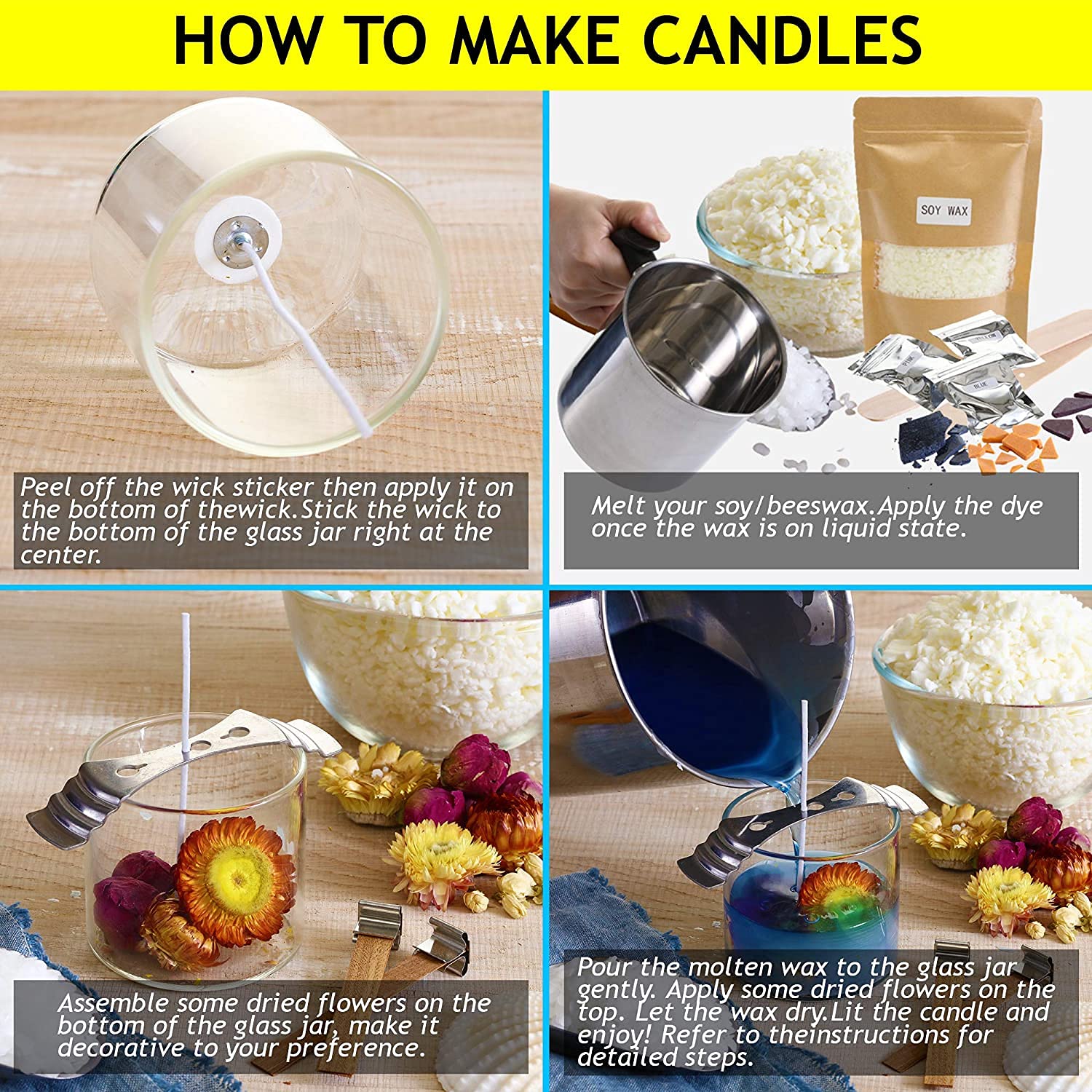 KRONICTRON DIY Candle Making Kit | Soy Wax, Beeswax, Candle Melting Pot, Color Dyes and More | Candle Making Kit for Adults and Beginners (Big Kit)