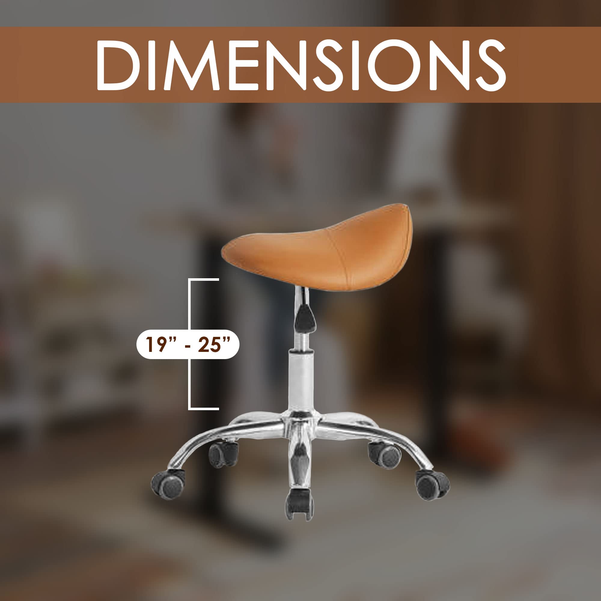 Saddle Stool, Ergonomic, Comfortable Saddle Stool, Adjustable Hydraulic Seat, Rolling Spa Salon, Massage, and Medical Office Chair with Swivel Wheels, Black