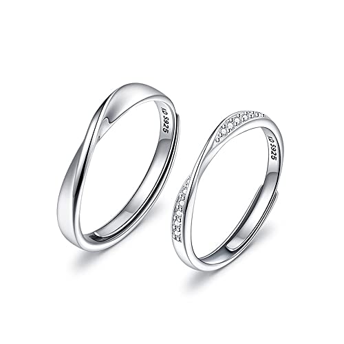 MIFYNN Statement Ring for Couples Bamboo Ring for Women Men Adjustable Wedding Trendy Gold Plated Rings Jewelry Gift (Mobius-silver)