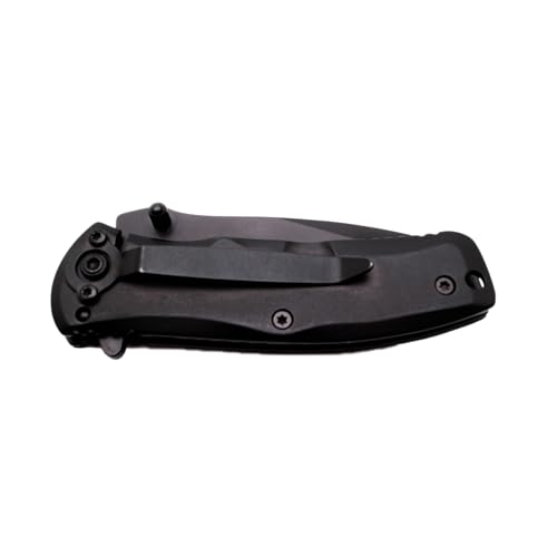 Visol Stainless Steel Pocket Folding Knife Lockback Lanyard Belt Clip for Camping and Outdoors (Black Pendragon)